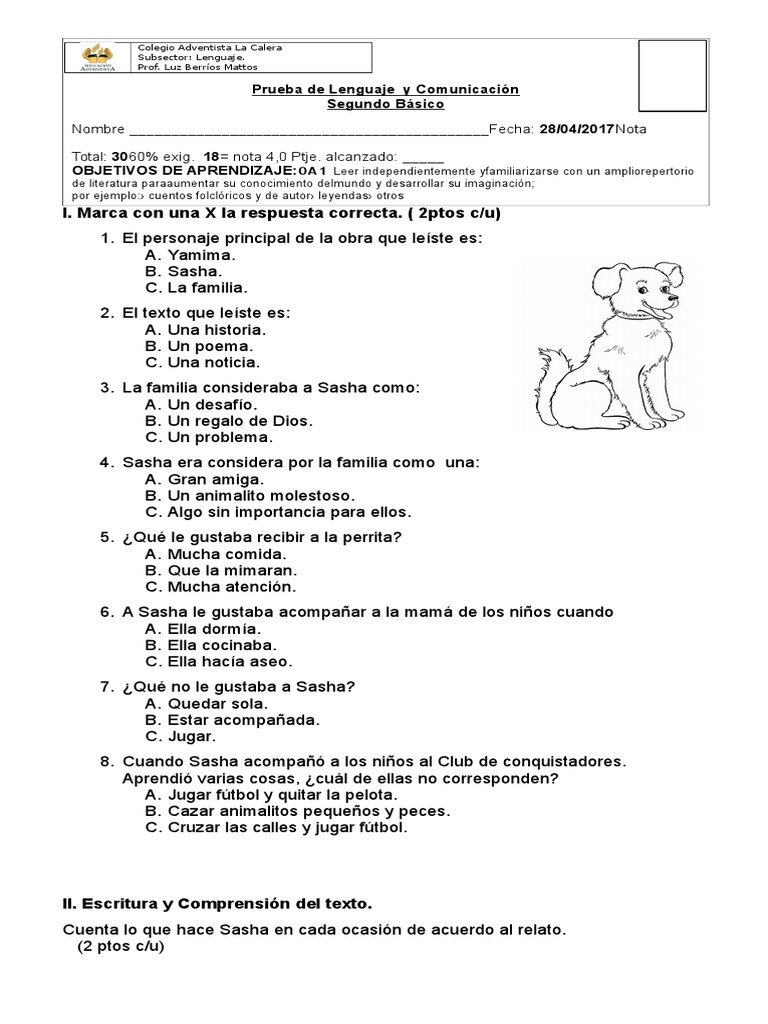 Evaluación de Comprensión Lectora 2° Básico | PDF