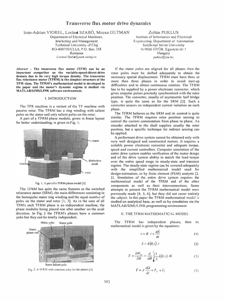 Transverse flux motor drive dynamics | Physical Quantities ...