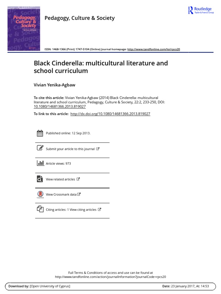 Agbaw, Y - Black Cinderella Multicultural Literature and School ...