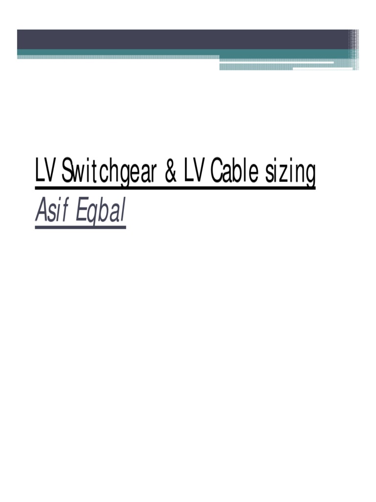 LV Switchgear and Cable Sizing Guide | PDF | Electric Current | Relay