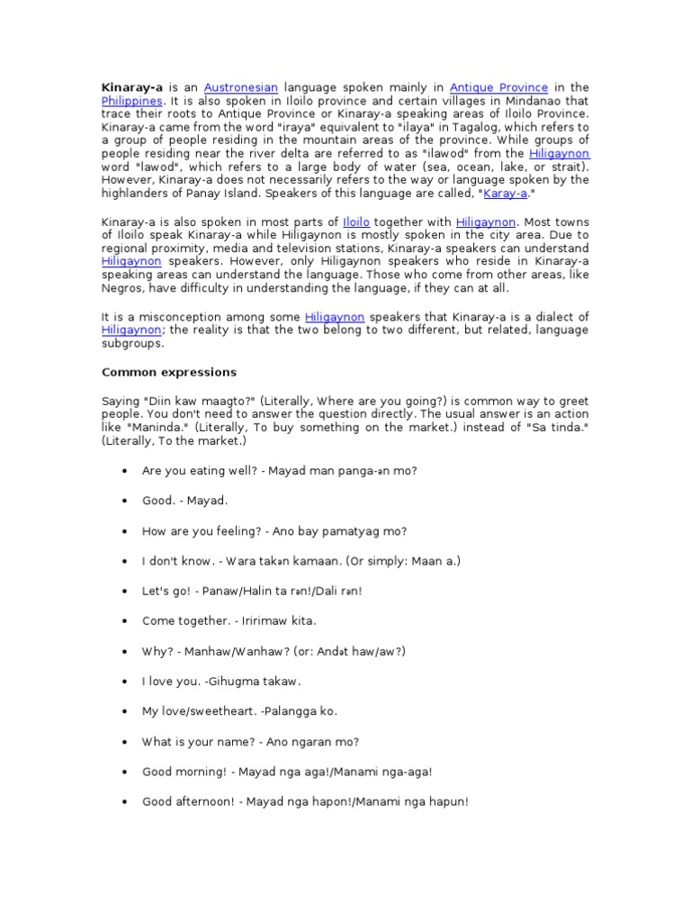 Kinaray A | PDF | Languages Of Southeast Asia | Human Communication