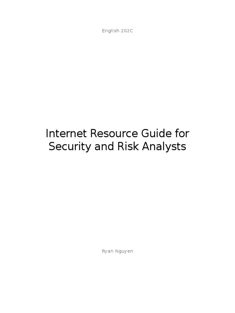 Internet Resource Guide For Security and Risk Analysts: English 202C ...