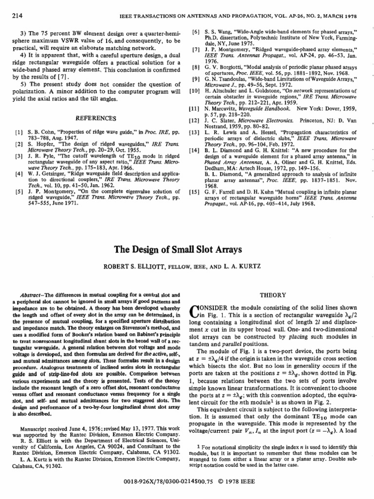 The Design of Small Slot Arrays | PDF | Waveguide | Resonance