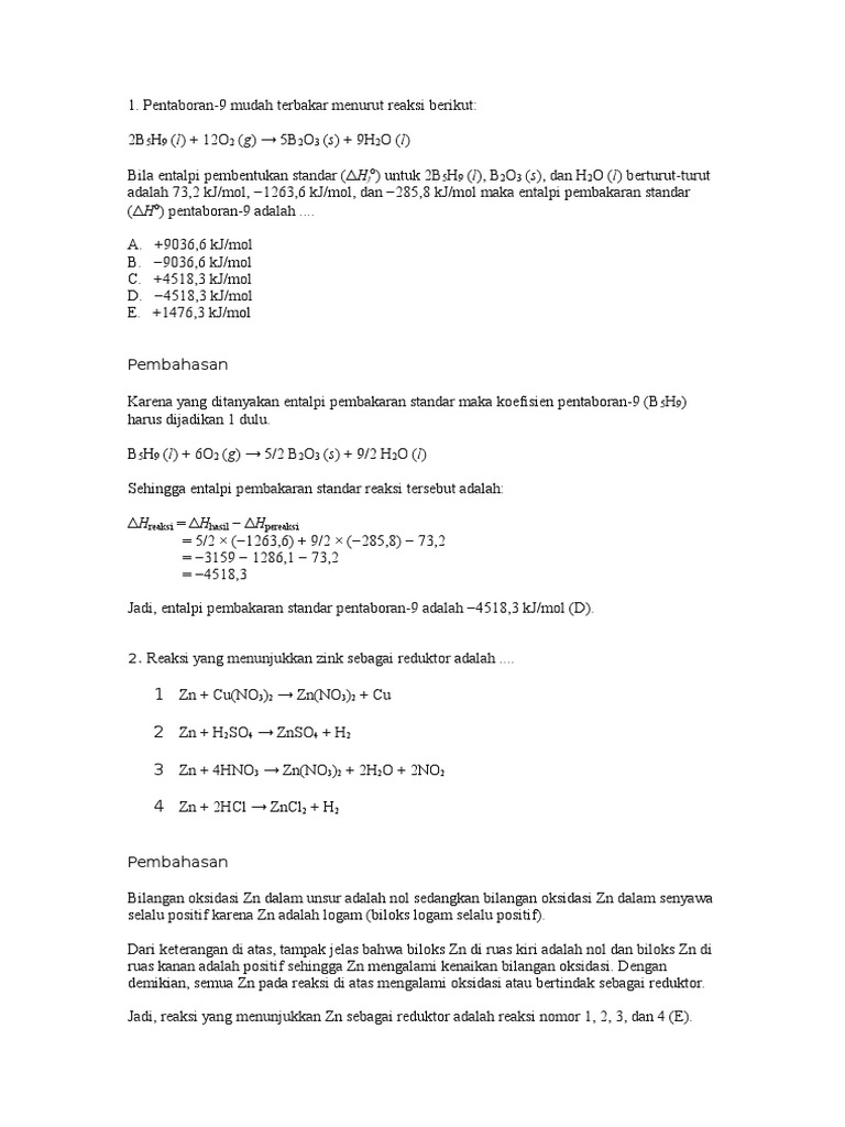 Soal Kim For Tutor | PDF | Sains & Matematika
