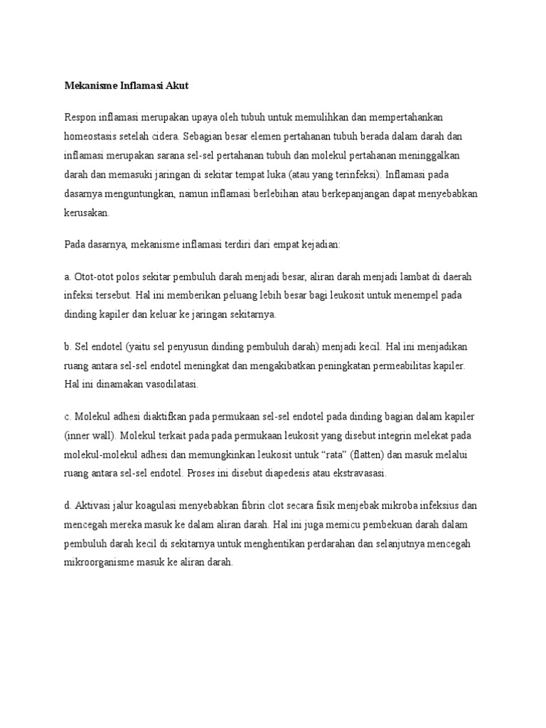 Mekanisme Inflamasi Akut | PDF
