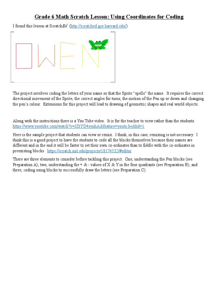 Grade 6 Math Scratch Lesson | PDF | Scratch (Programming Language ...