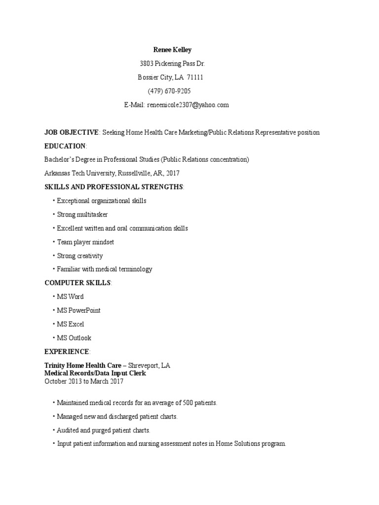 Home Health Care Marketing Resume | PDF