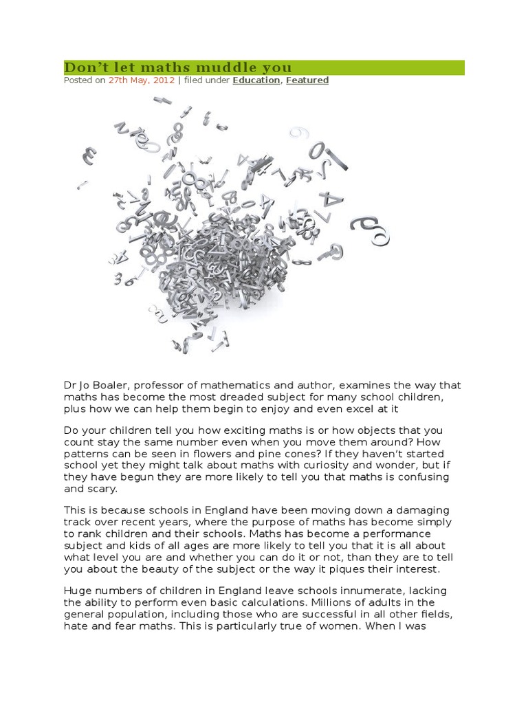 Jo - Boaler - Teaching Maths | PDF | Cognition | Psychological Concepts