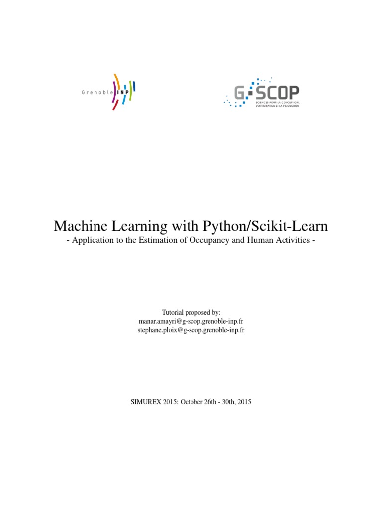 Machine Learning With Python/Scikit-Learn: - Application To The ...