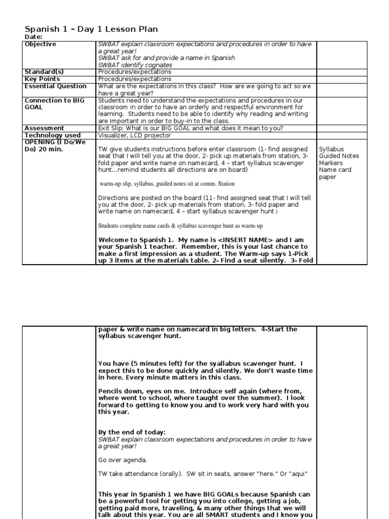 Lesson Plan - Day 1 | PDF | Conversation | Classroom