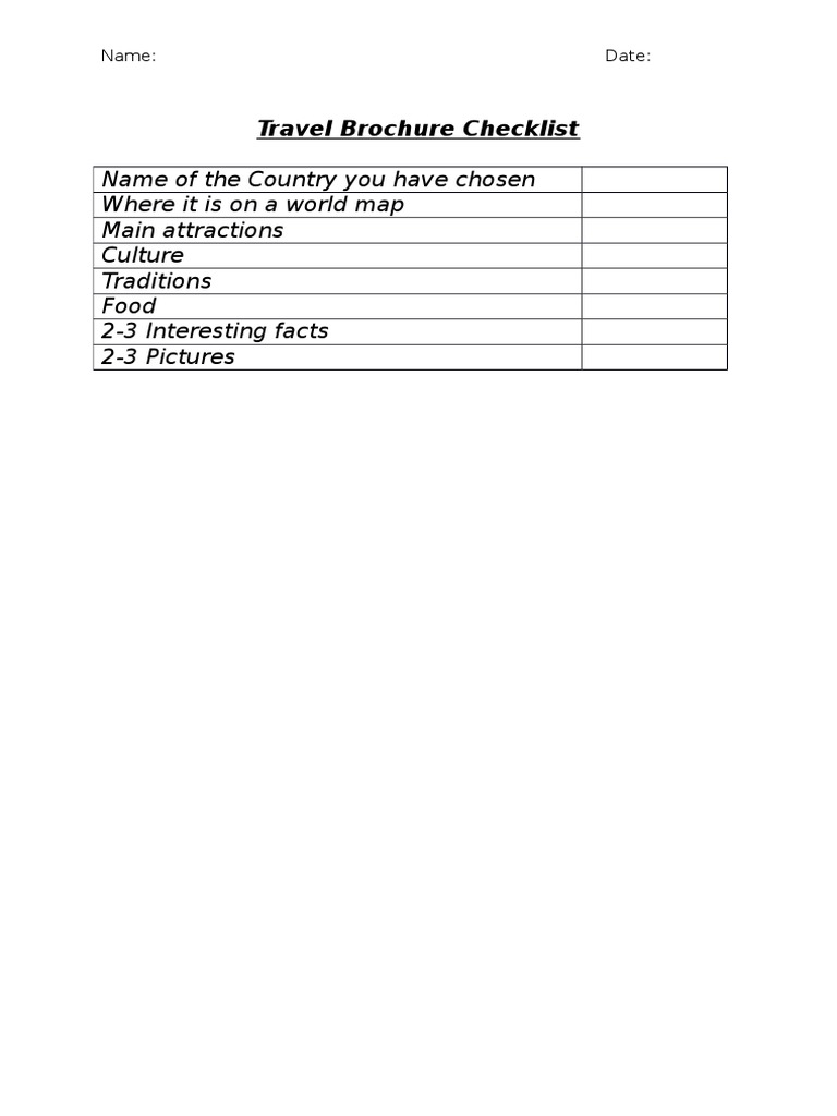 Travel Brochure Checklist | PDF