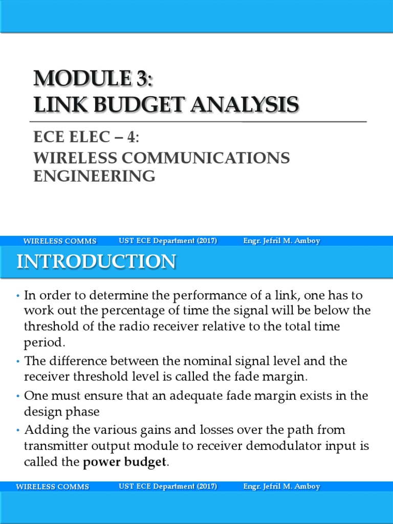 Wireless Communications Link Budget Analysis | PDF