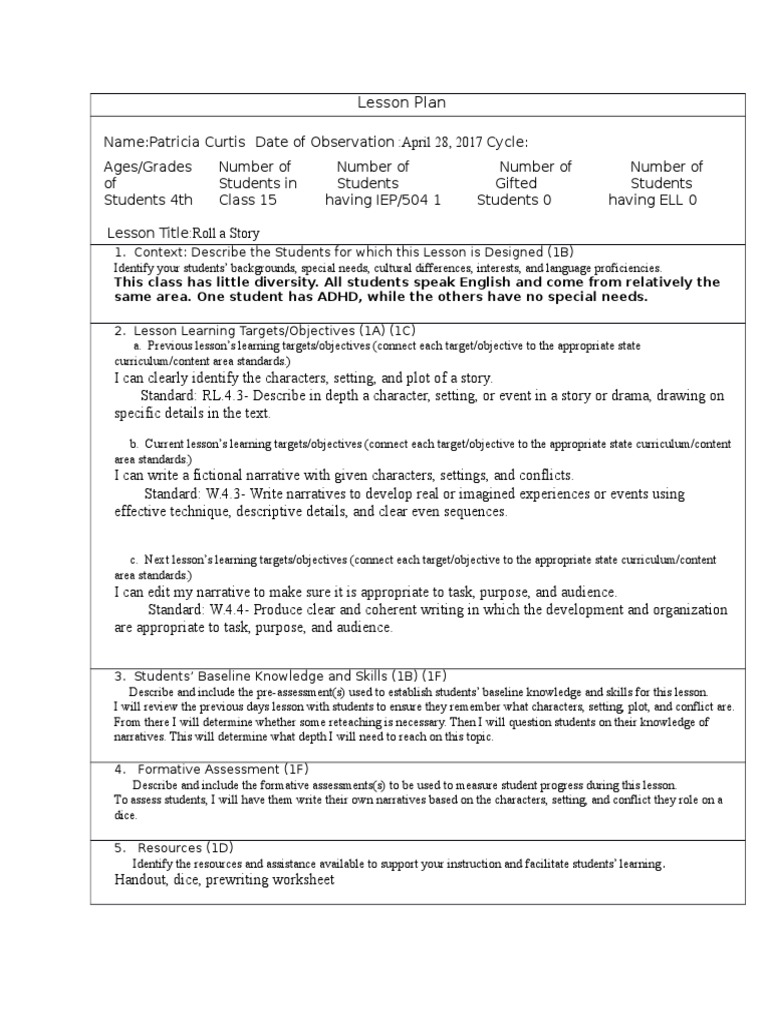 Comp For Teachers Lesson Plan 2 | PDF | Educational Assessment | Narrative