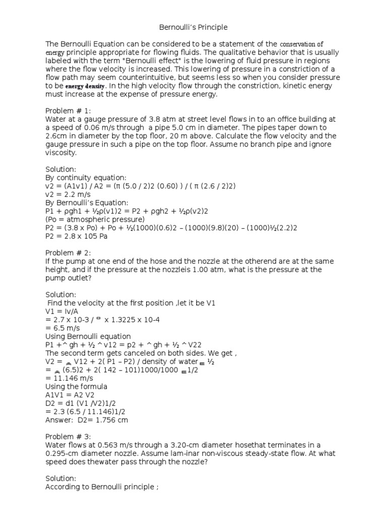 Bernoulli | PDF | Fluid Dynamics | Nozzle