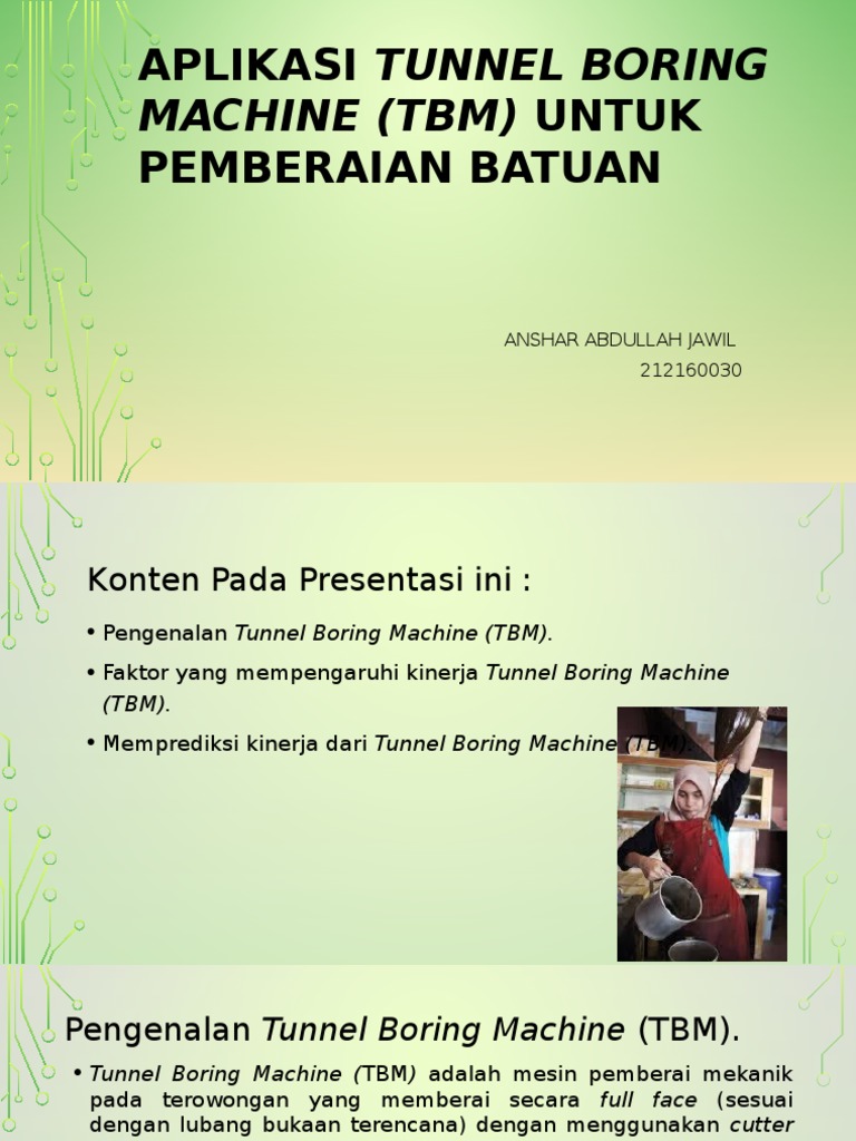 Aplikasi Tunnel Boring Machine (TBM) Untuk | PDF