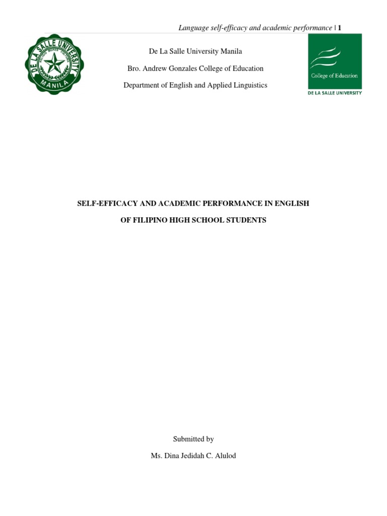 Self-Efficacy and Academic Performance of Filipino High School Students ...