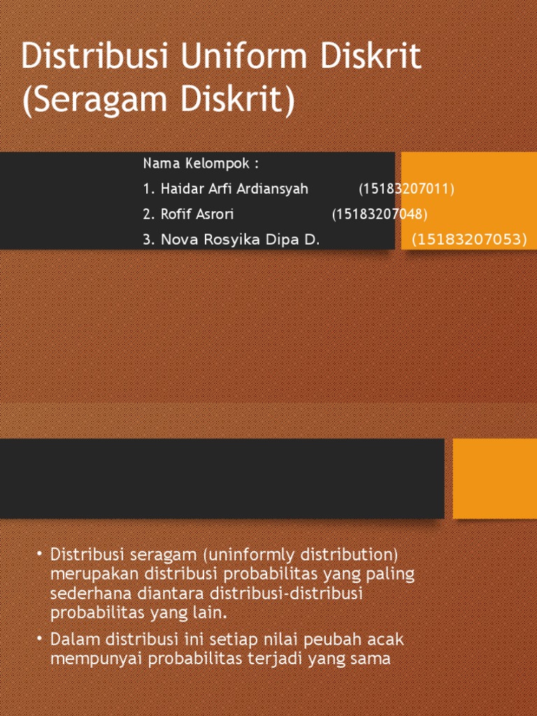 Distribusi Uniform Diskrit (Seragam Diskrit) | PDF