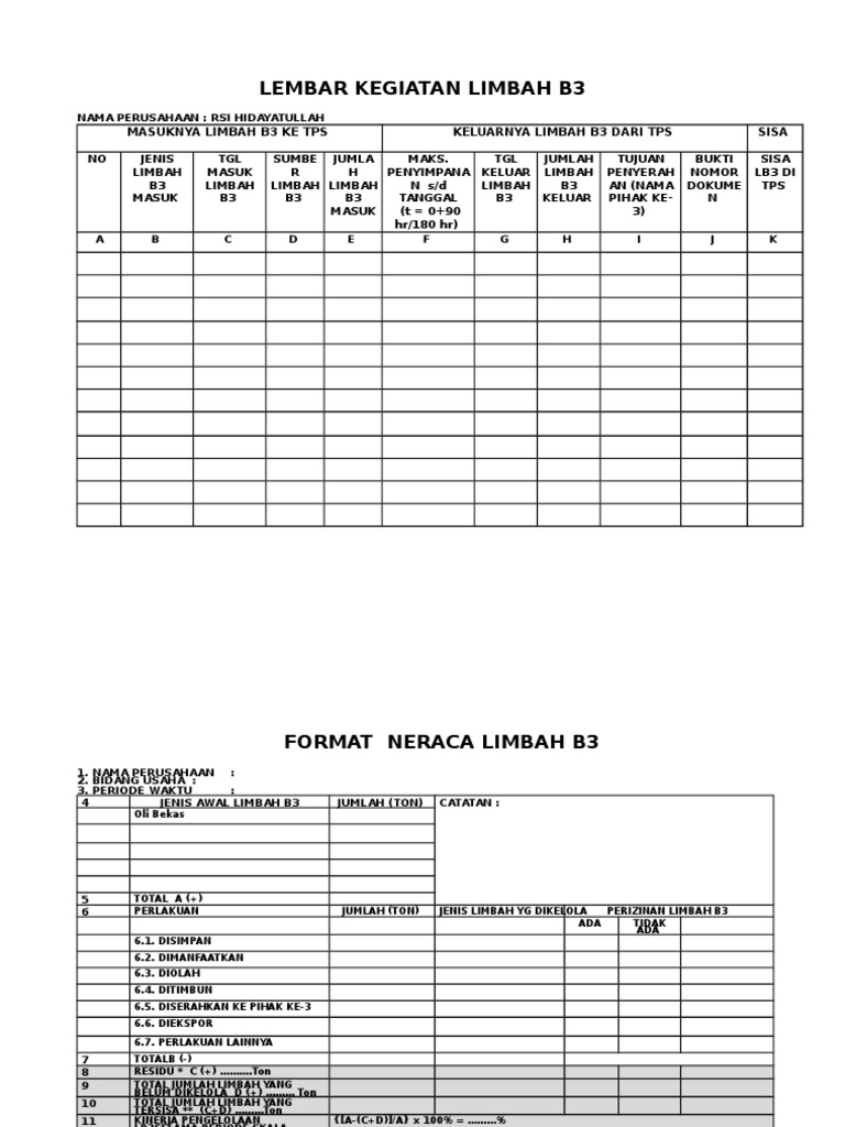 Format Log-Book Dan Neraca LB3 | PDF