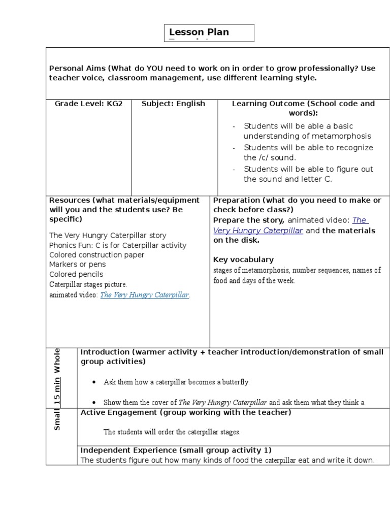 lesson plan about letter c | Lesson Plan | Pedagogy