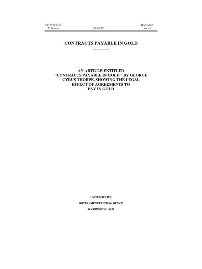 Contracts Payable in Gold | PDF
