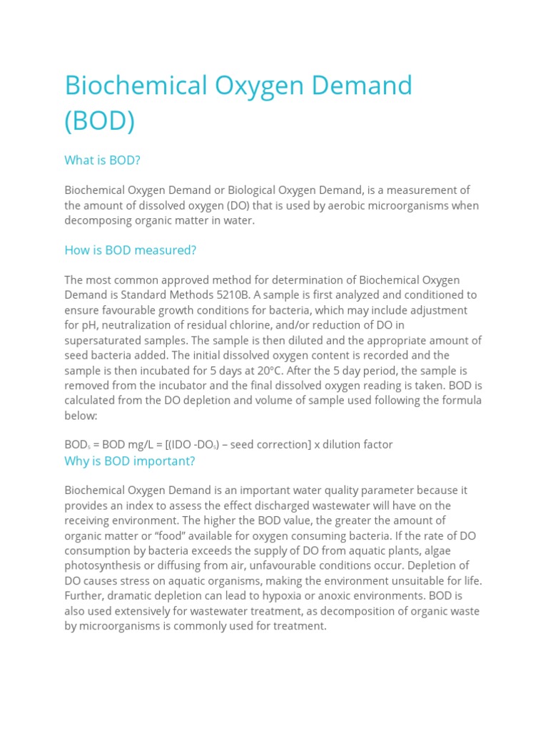 Biochemical Oxygen Demand | PDF
