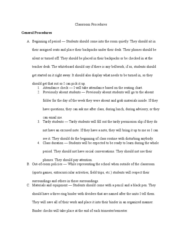 Classroom Procedures | PDF | Classroom | Schools