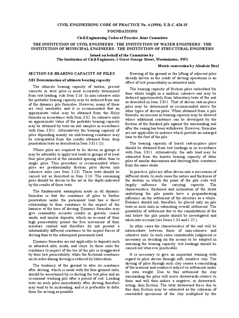 Pile Formula CP4 Hiley Metric PDF | PDF | Deep Foundation | Soil
