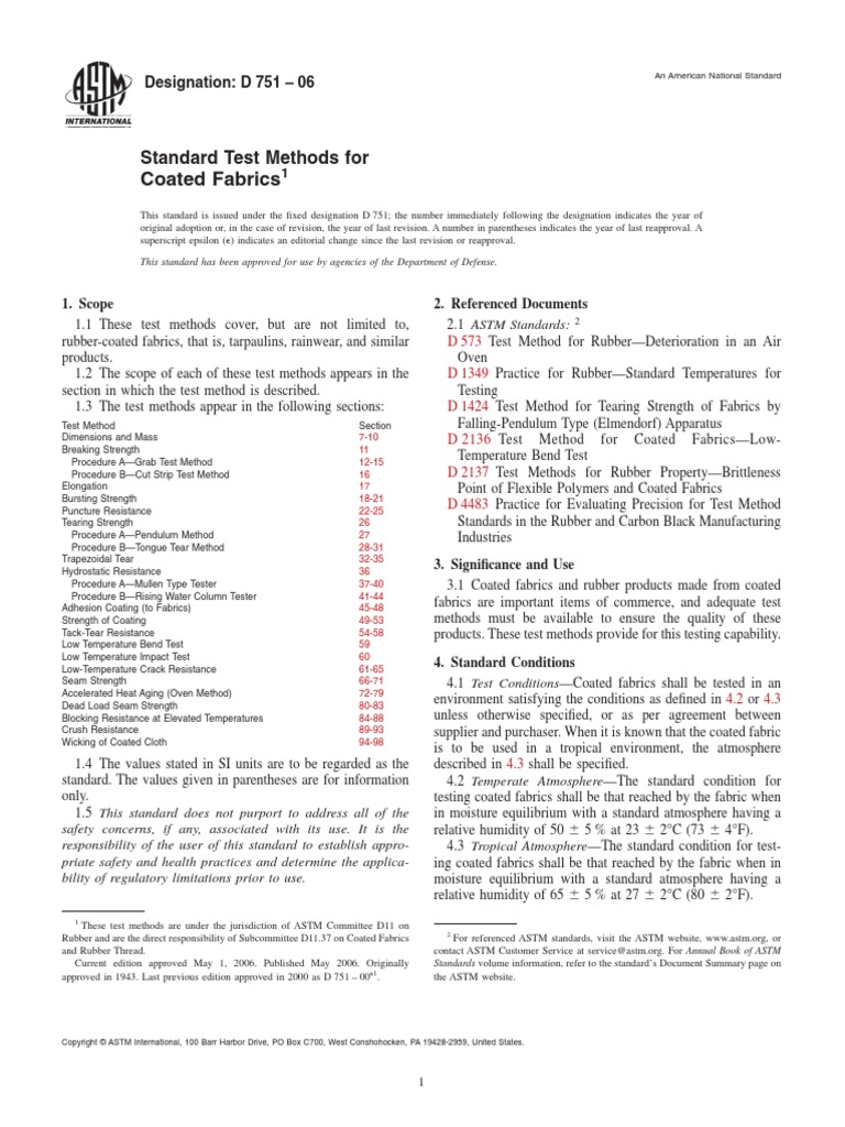 Astm-D751 06 | Download Free PDF | Calibration | Fracture