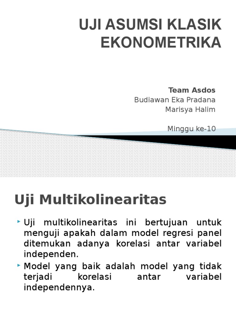 Uji Asumsi Klasik Menggunakan Eviews 6 | PDF