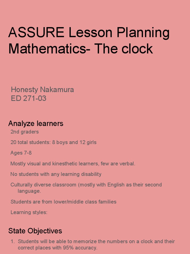 Assure Lesson Plan | PDF | Lesson Plan | Teachers