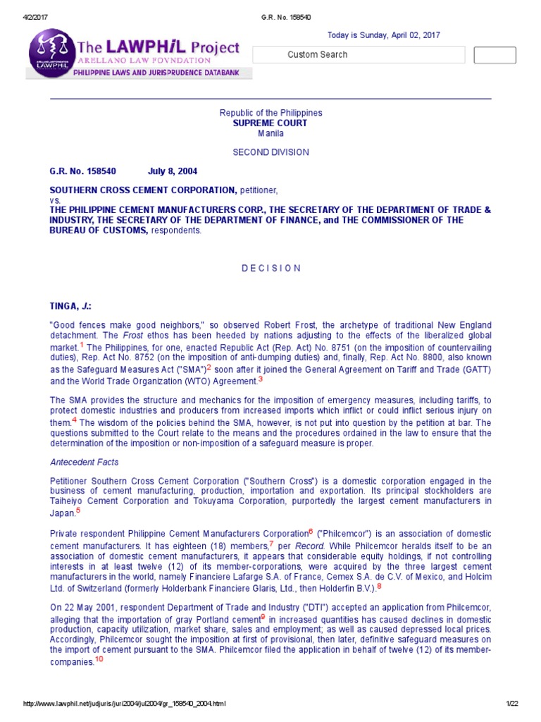 Southern Cross Cement Vs Phil Cement Manufacturers | PDF | Certiorari ...