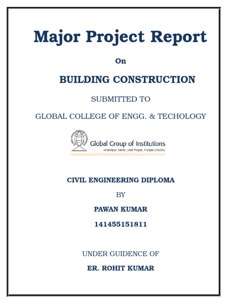 Major Project Report: Building Construction | PDF