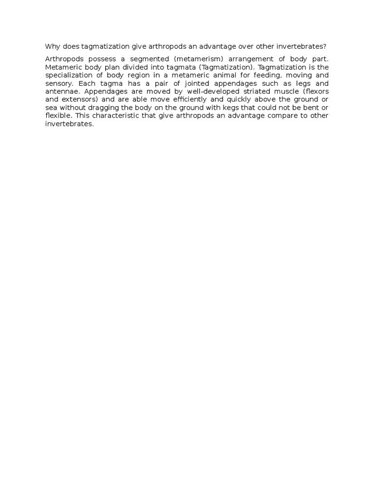 Advantages of Tagmatization in Arthropods | PDF | Arthropods | Organisms