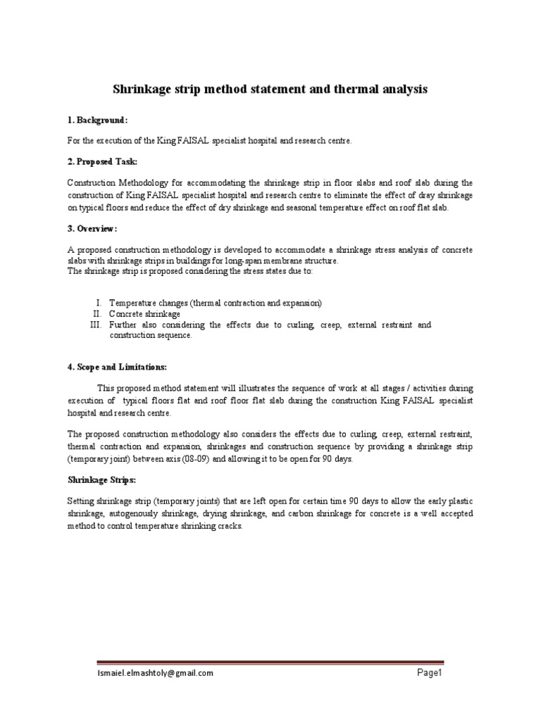 Shrinkage Strip Method Statment and Ther PDF | PDF | Casting ...