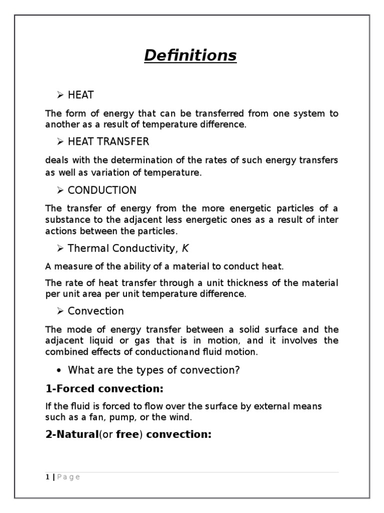 Key Heat Transfer Definitions | PDF | Teaching Methods & Materials ...