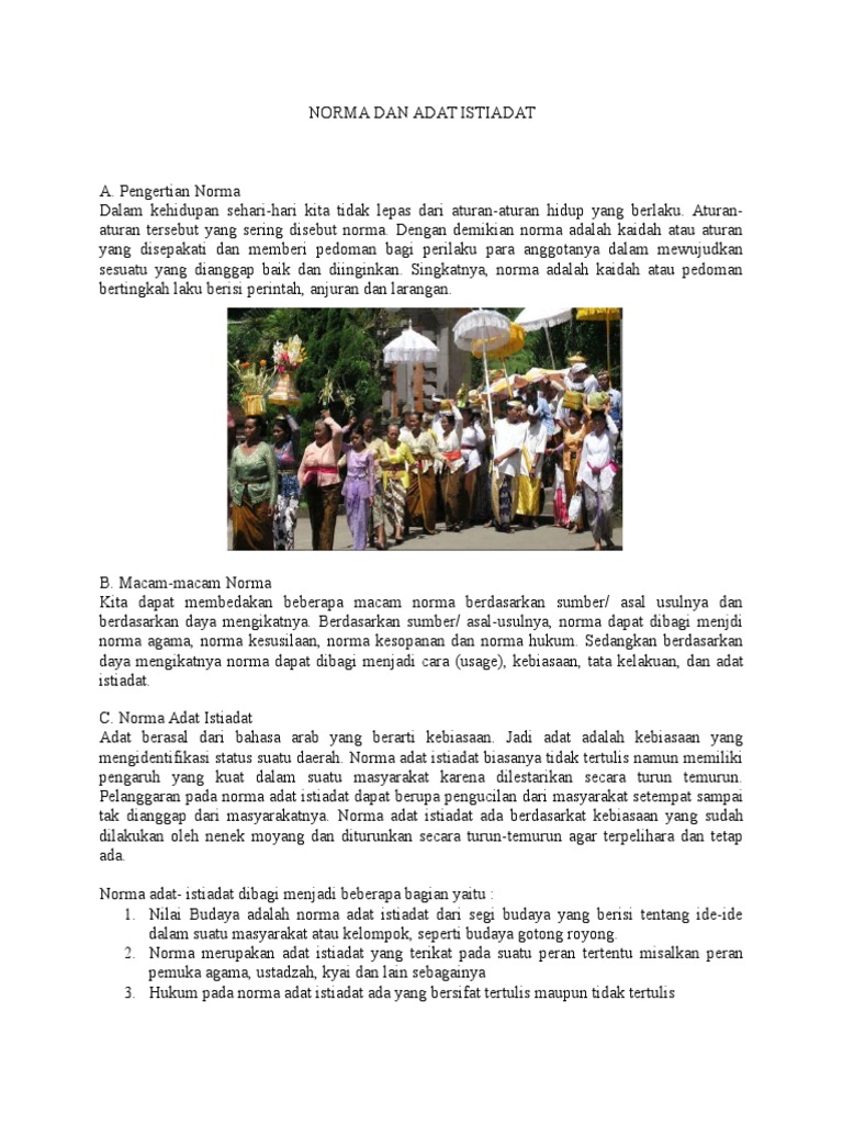 Norma Dan Adat Istiadat | PDF