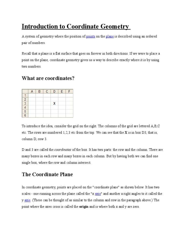 Introduction To Coordinate Geometry | PDF