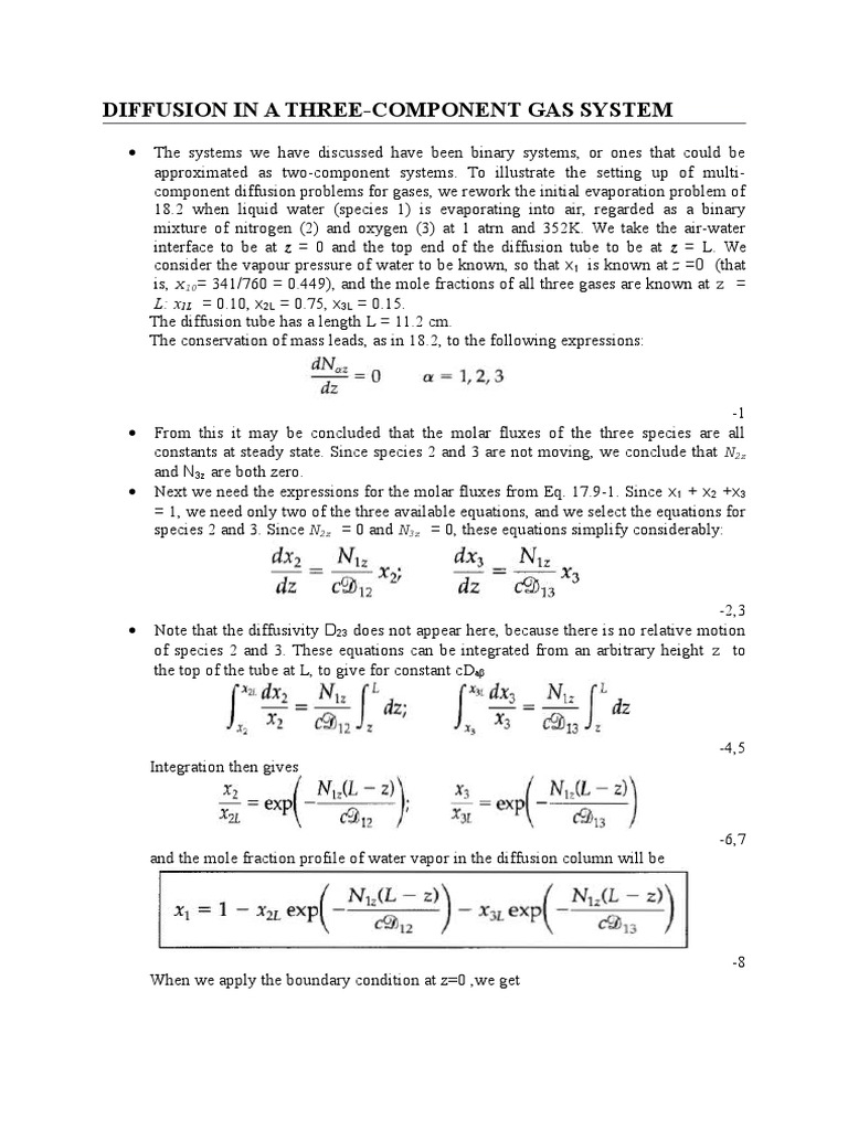 Diffusion in A Three-Component Gas System | PDF | Diffusion | Evaporation