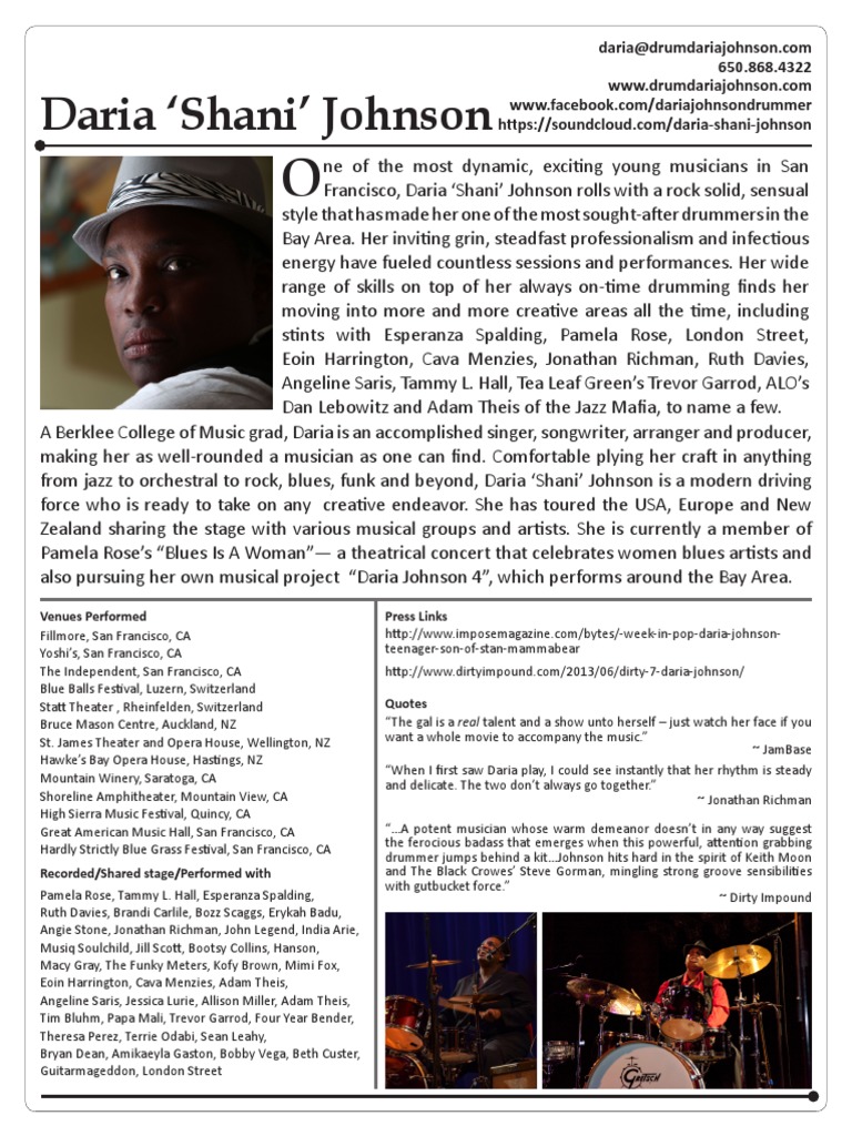 Daria Shani' Johnson: Venues Performed Press Links | PDF | American ...