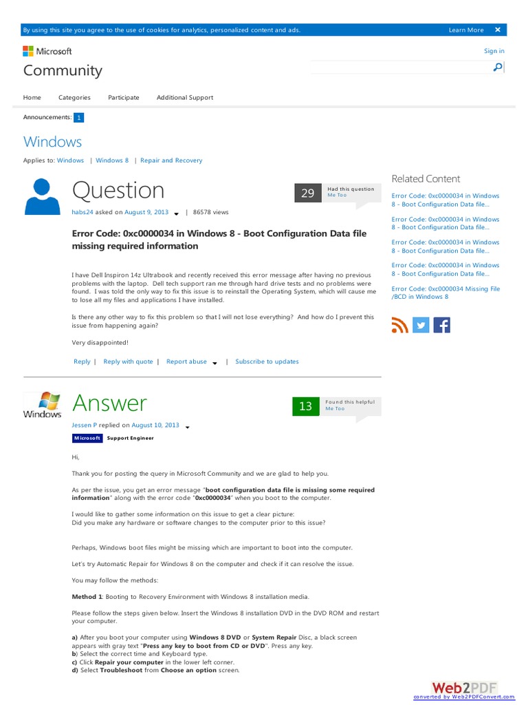 Error-Code 0xc0000034 Windows-8 Boot | PDF | Booting | Windows 8