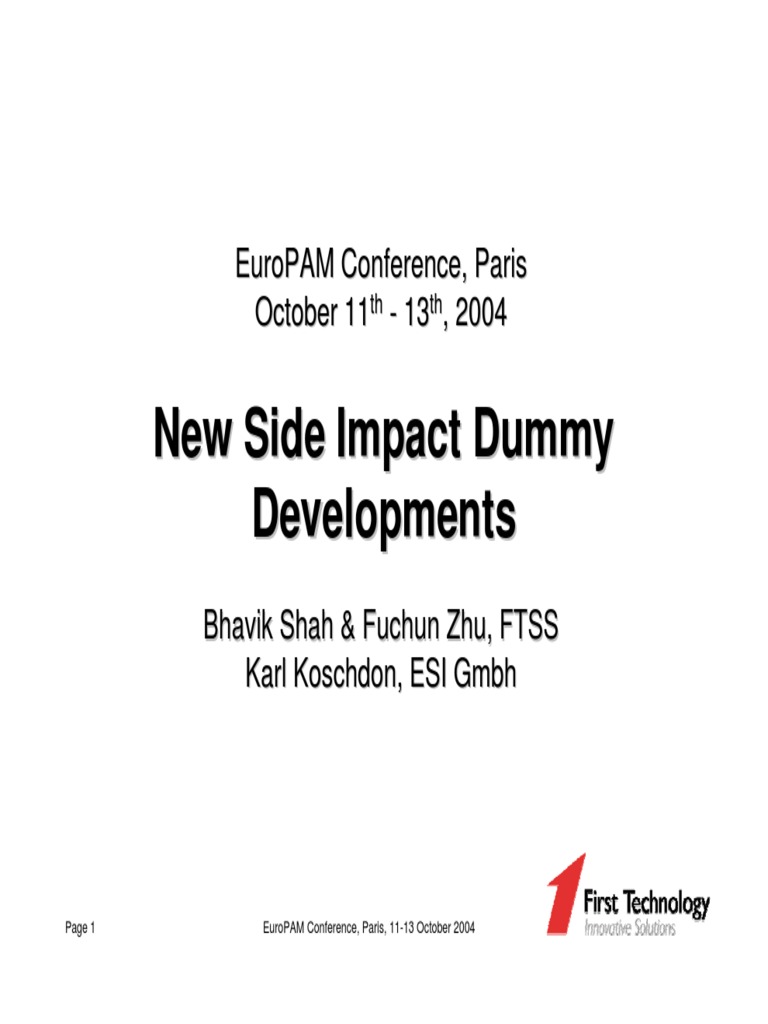 New Side Impact Dummy Developments | PDF | National Highway Traffic ...