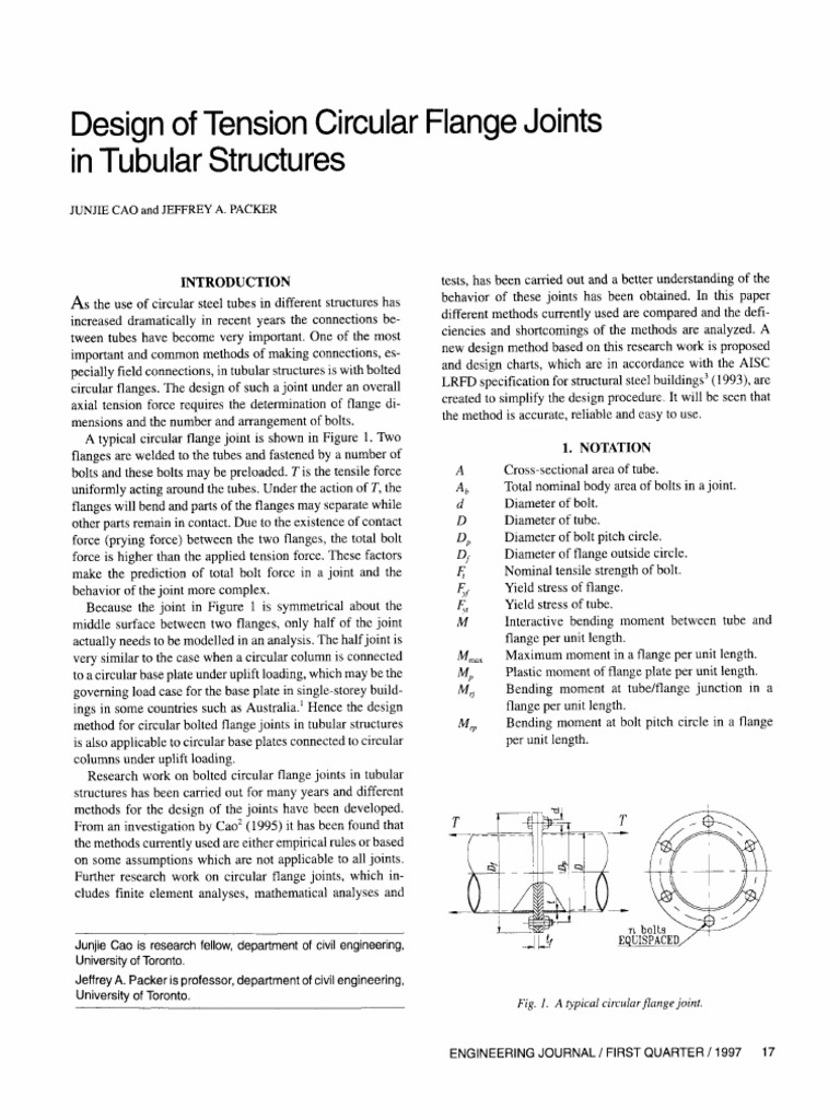 Design of Tension Circular Flange Joints in Tubular Structures | PDF ...