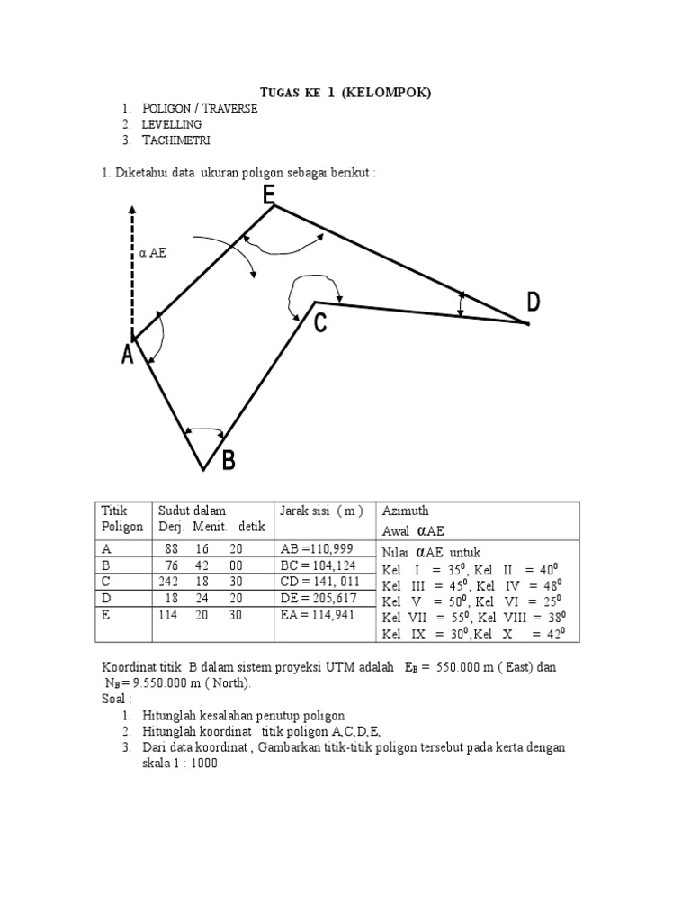 Tugas I Traverse - Tachimetri | PDF | Metode & Bahan Ajar