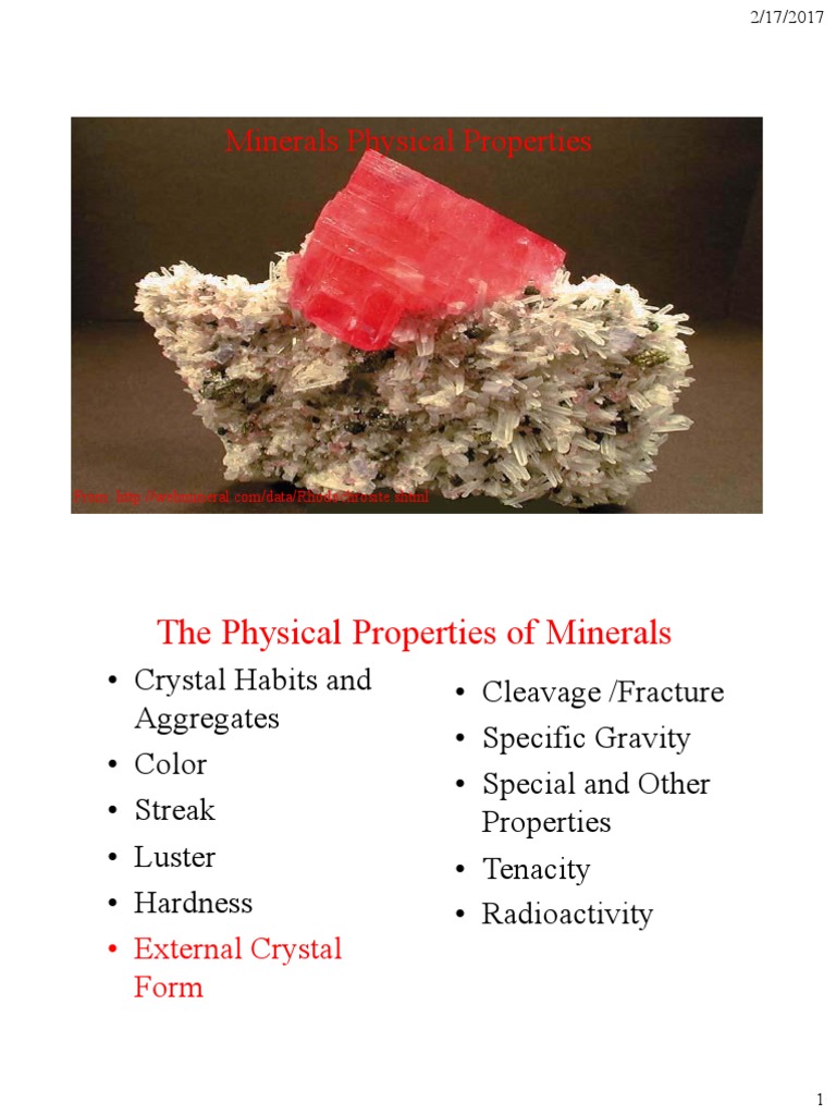Mineral Physical Properties Reference | Minerals | Hardness