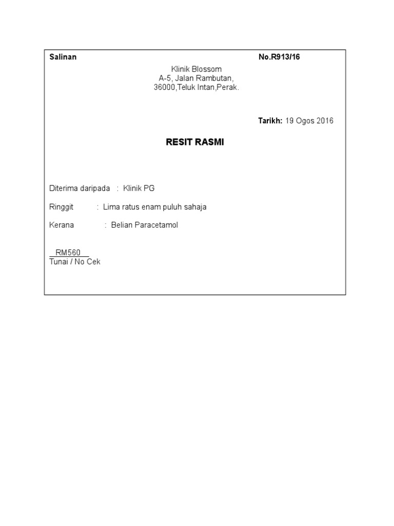 contoh resit rasmi - Julian Fraser