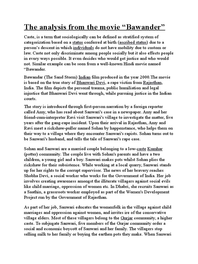 Analysis of Film Bawander | PDF | Society | Discrimination