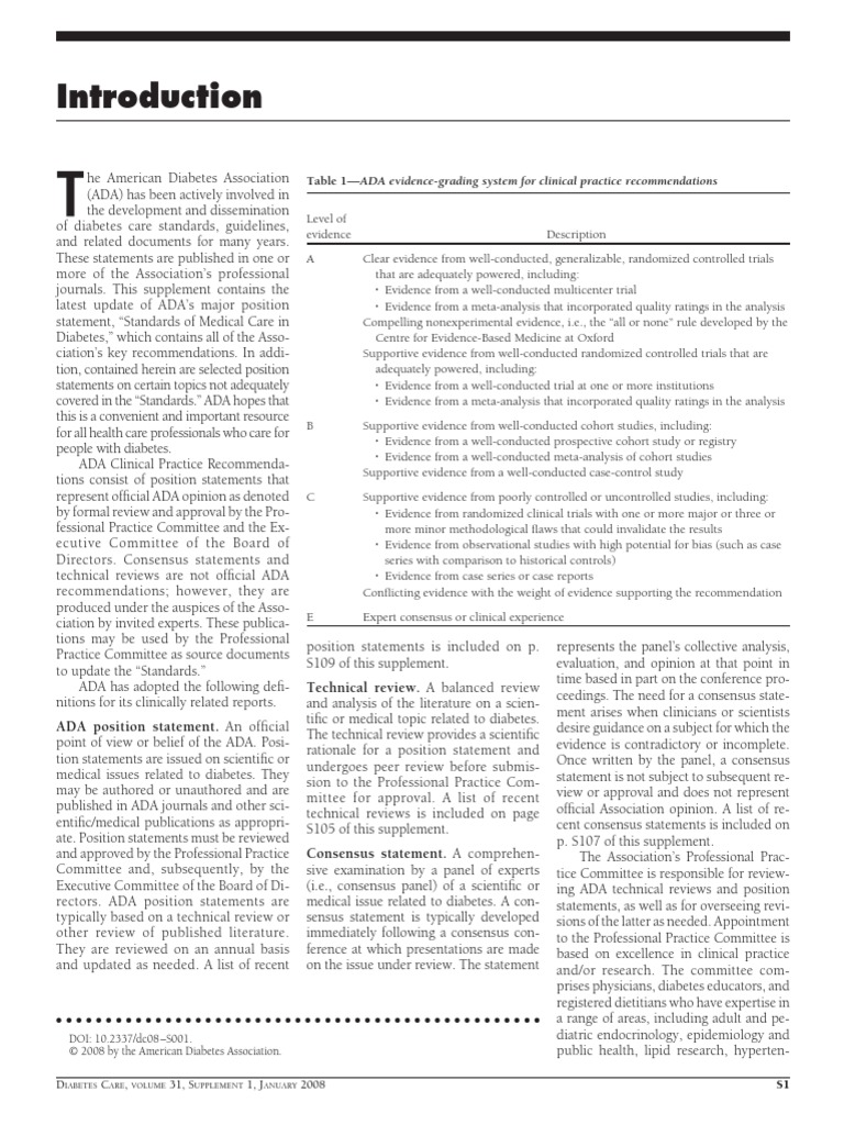 Diabetes Clinical Practice Recommendations, ADA2008 PDF | PDF ...