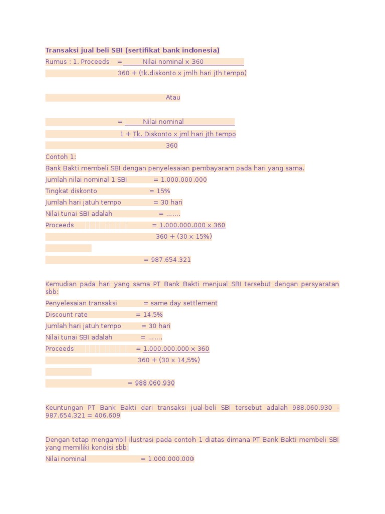 Rumus Diskonto Dan Contoh SBI | PDF