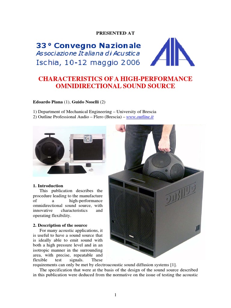 Characteristics of A High-Performance Omnidirectional Sound Source - Edoardo Piana | PDF ...