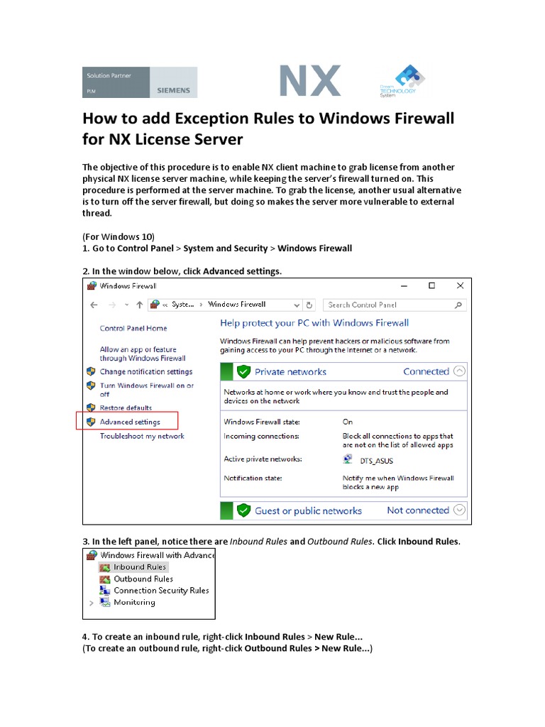 How To Add Exception Rules To Windows Firewall For NX License Server ...